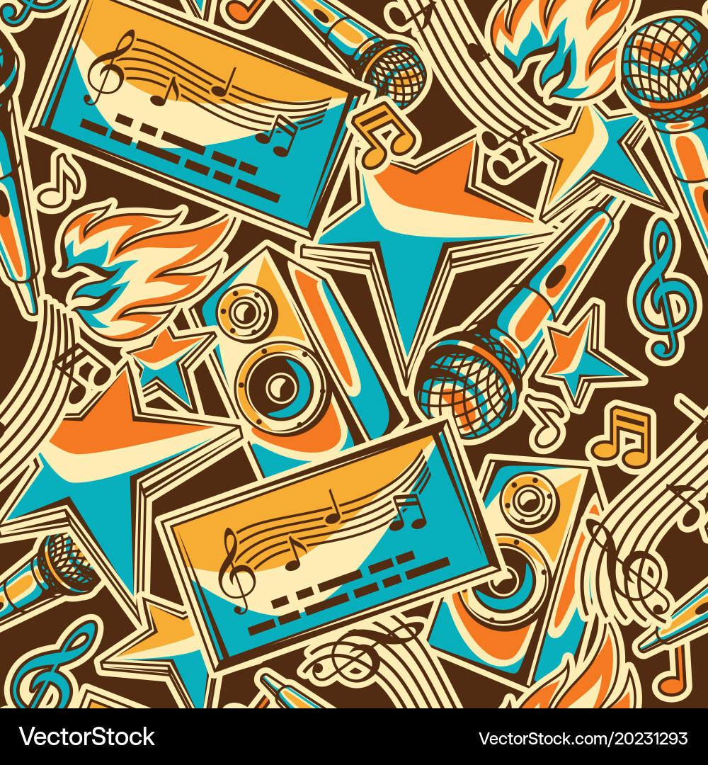 Retro Music Party Pattern Royalty Free Vector Image