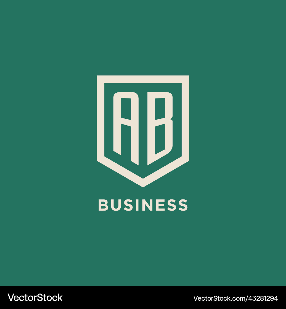 Ab initial logo monogram shield geometric shape Vector Image