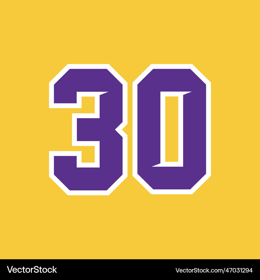 Basketball sport number template 30 Royalty Free Vector