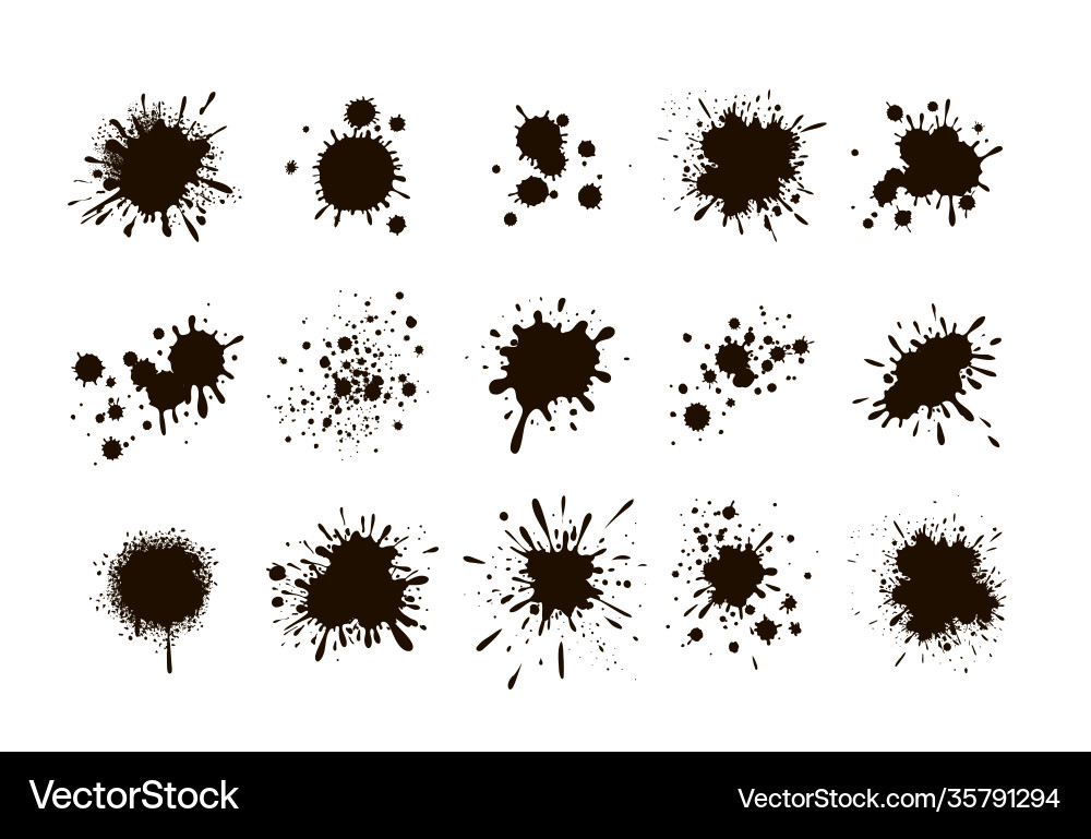 Black ink splashes grunge splatters blotter spots Vector Image