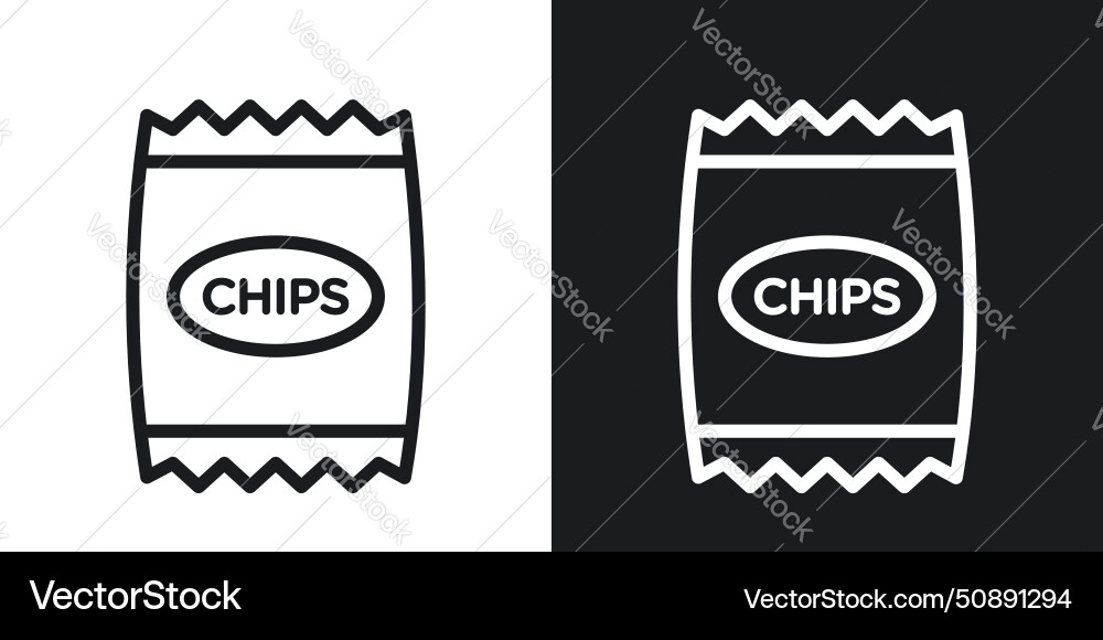 Chips packet icon set snack potato bag Royalty Free Vector