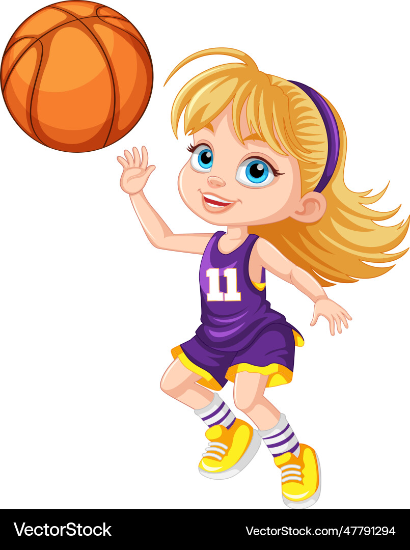 Girl Playing Basketball Cartoon