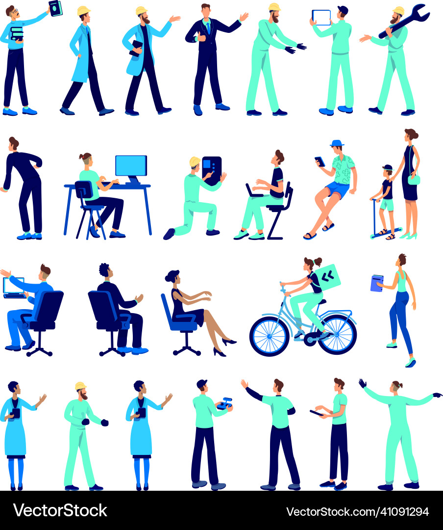 Industrial employees flat color faceless Vector Image