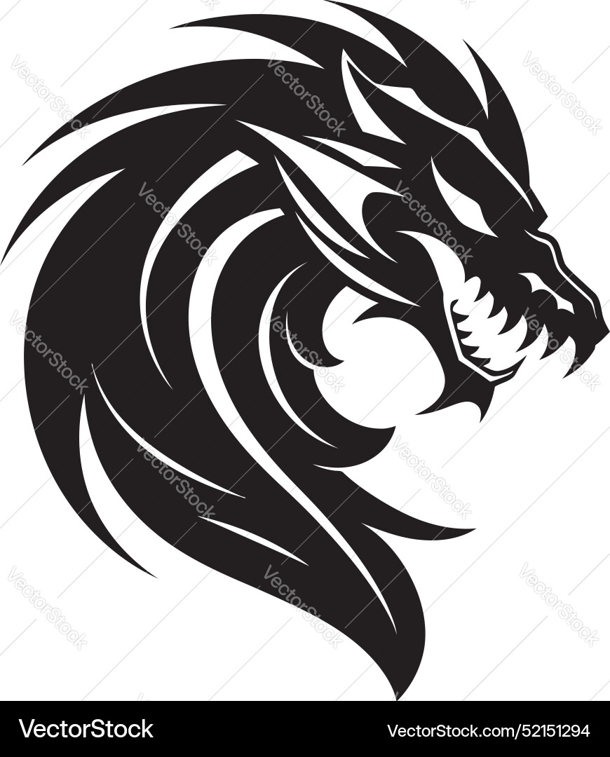 Legendary guardian dragon head icon roaring Vector Image