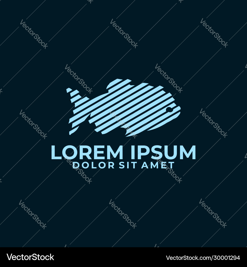 Pacu or piranha fish logo template with line icon Vector Image