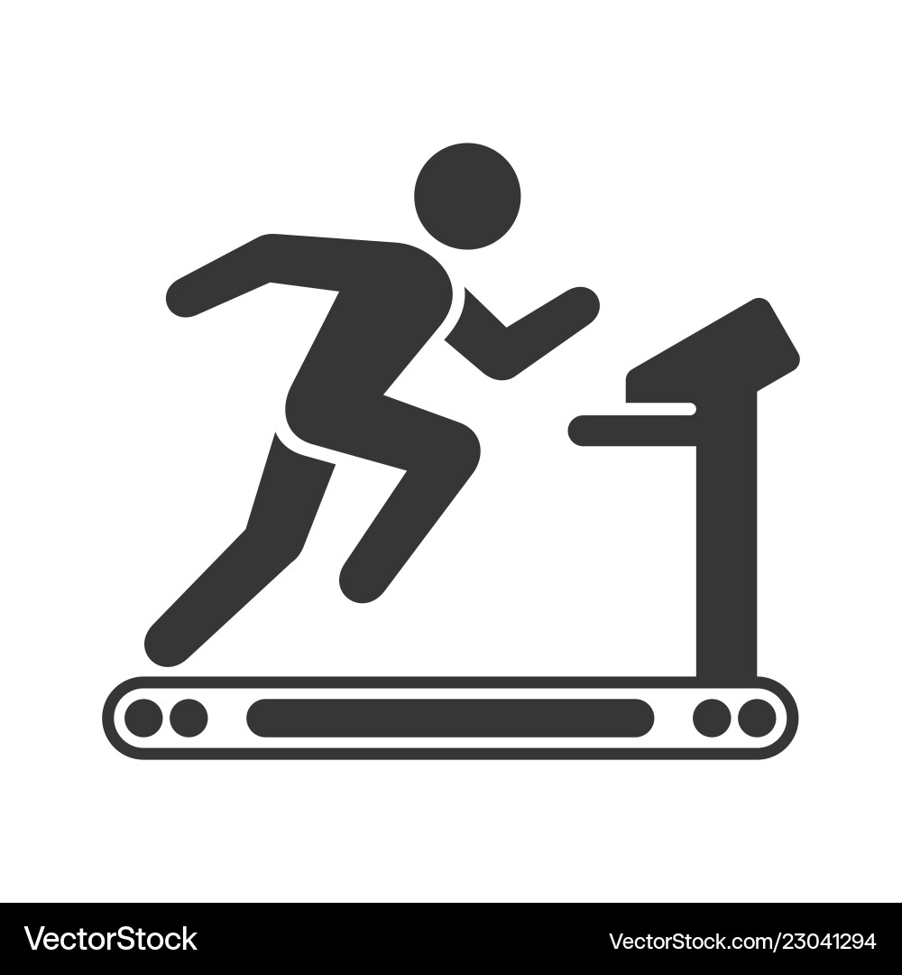 Running man on treadmill icon white background Vector Image