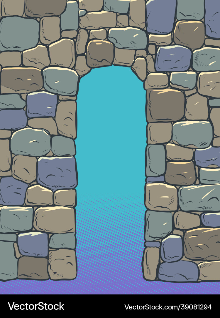 Stone arch historical background medieval wall Vector Image