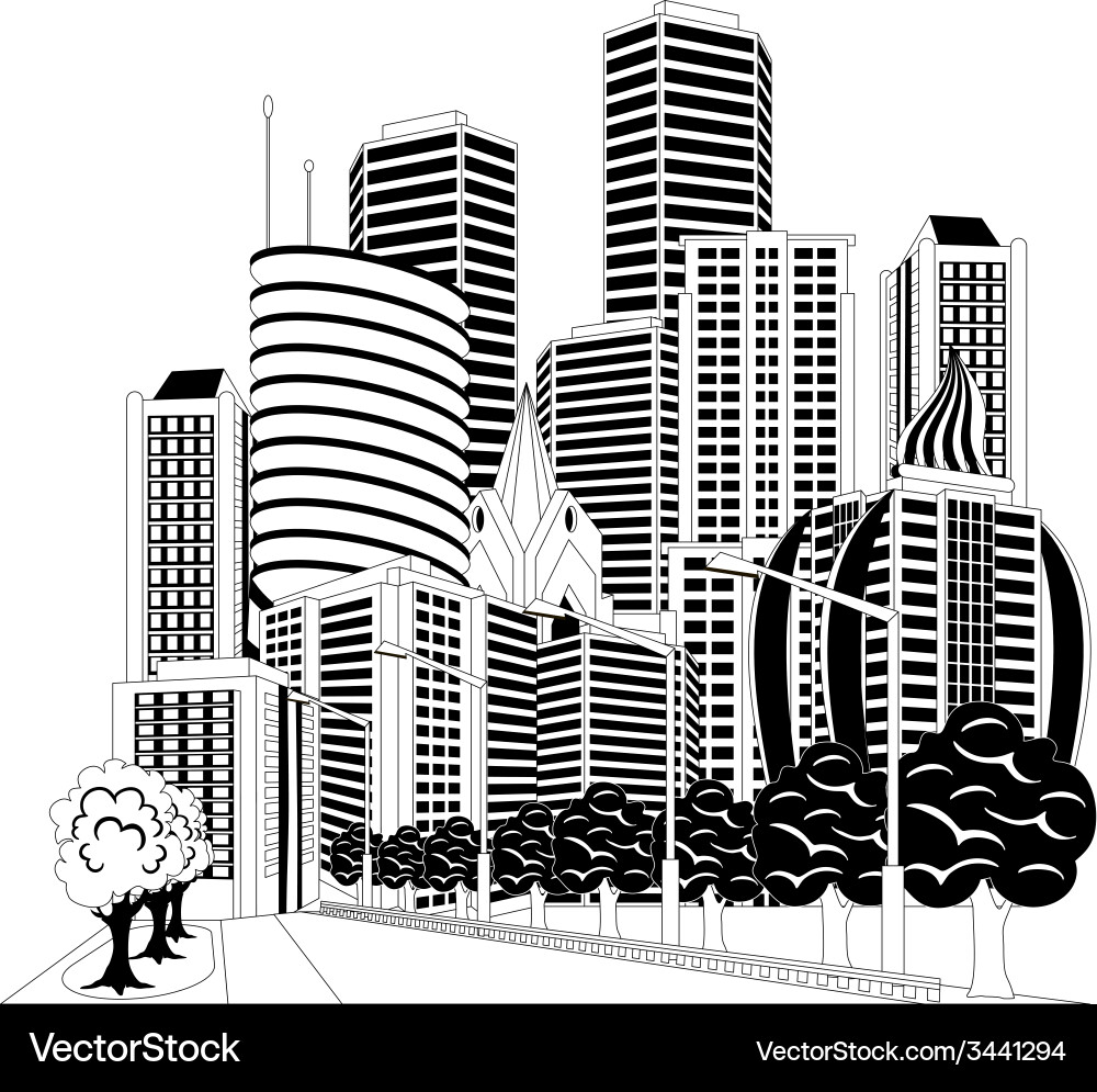 Street in downtown Royalty Free Vector Image - VectorStock