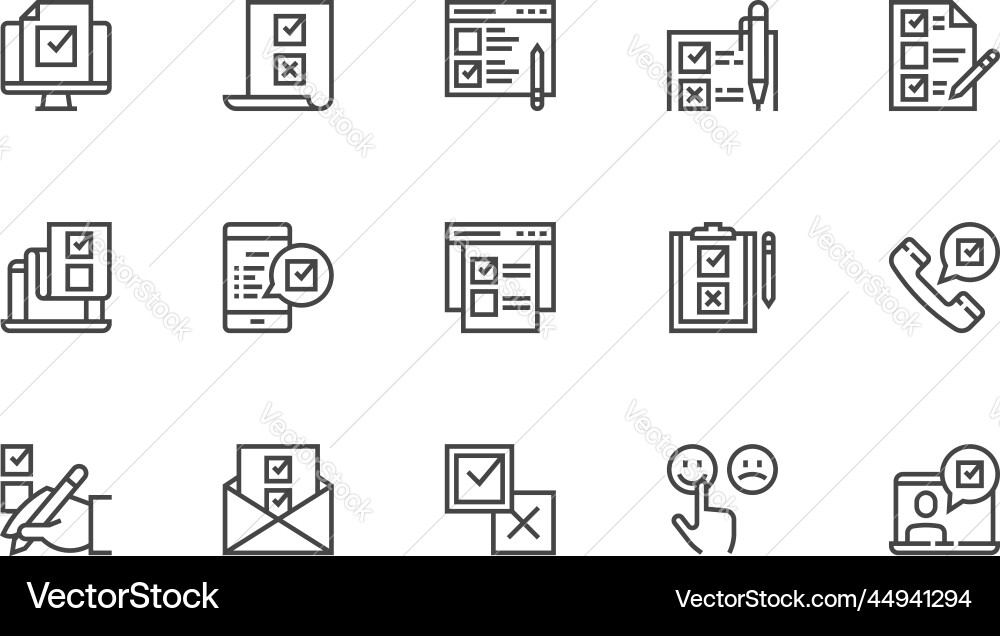Survey line icons set Royalty Free Vector Image