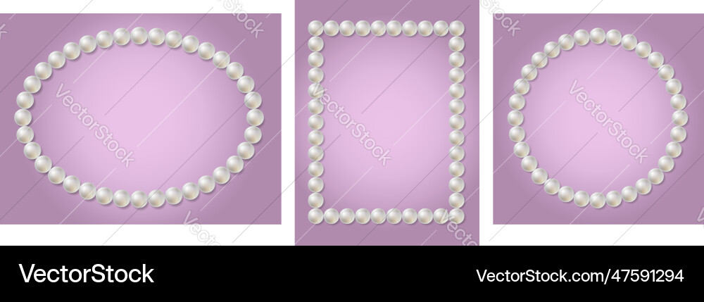 White pearl bead frame of round and square shape Vector Image