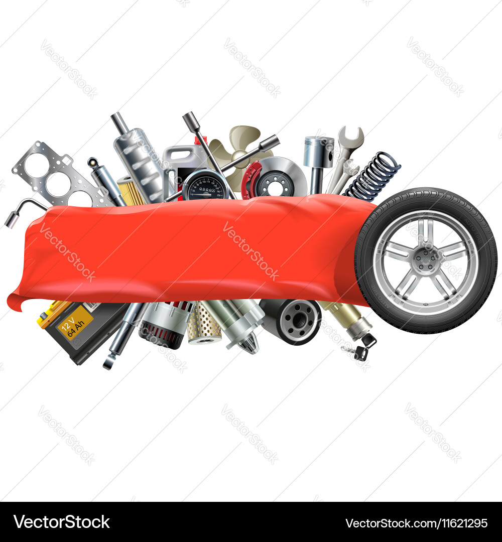 Banner with car spares Royalty Free Vector Image