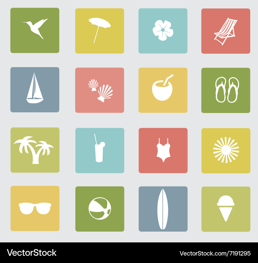 Beach icons Royalty Free Vector Image - VectorStock