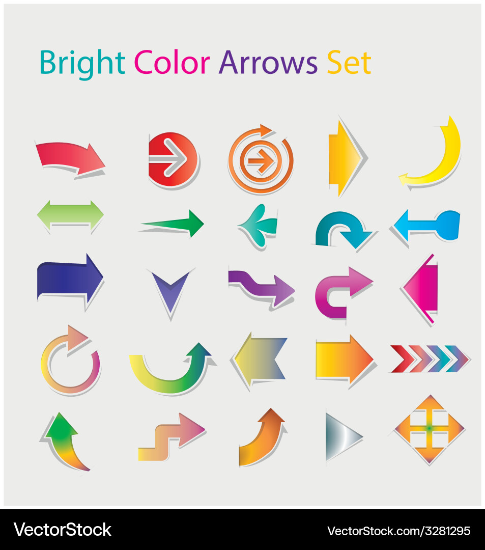 Brigt color arrows set Royalty Free Vector Image