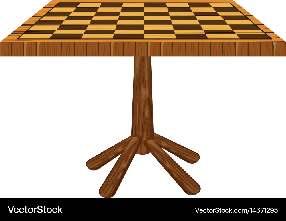 Checker board carved on table Royalty Free Vector Image