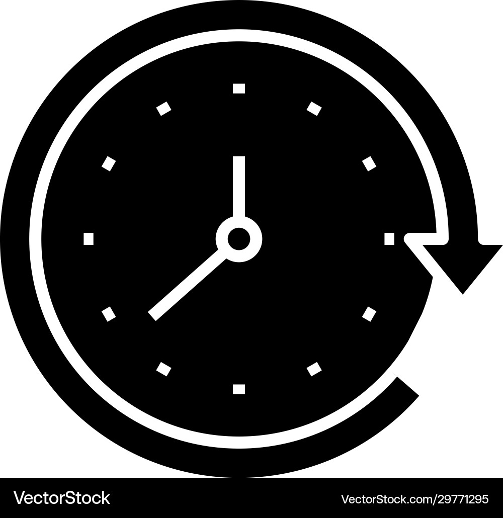 Clock Rotation schwarz Icon Konzept Lizenzfreier Vektor
