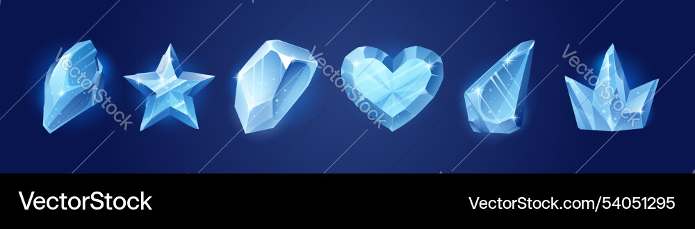 Crystal ice formations of different shapes Vector Image