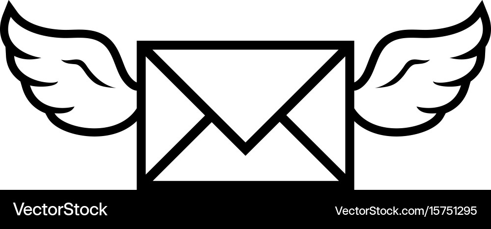Flying wings envelope icon Royalty Free Vector Image