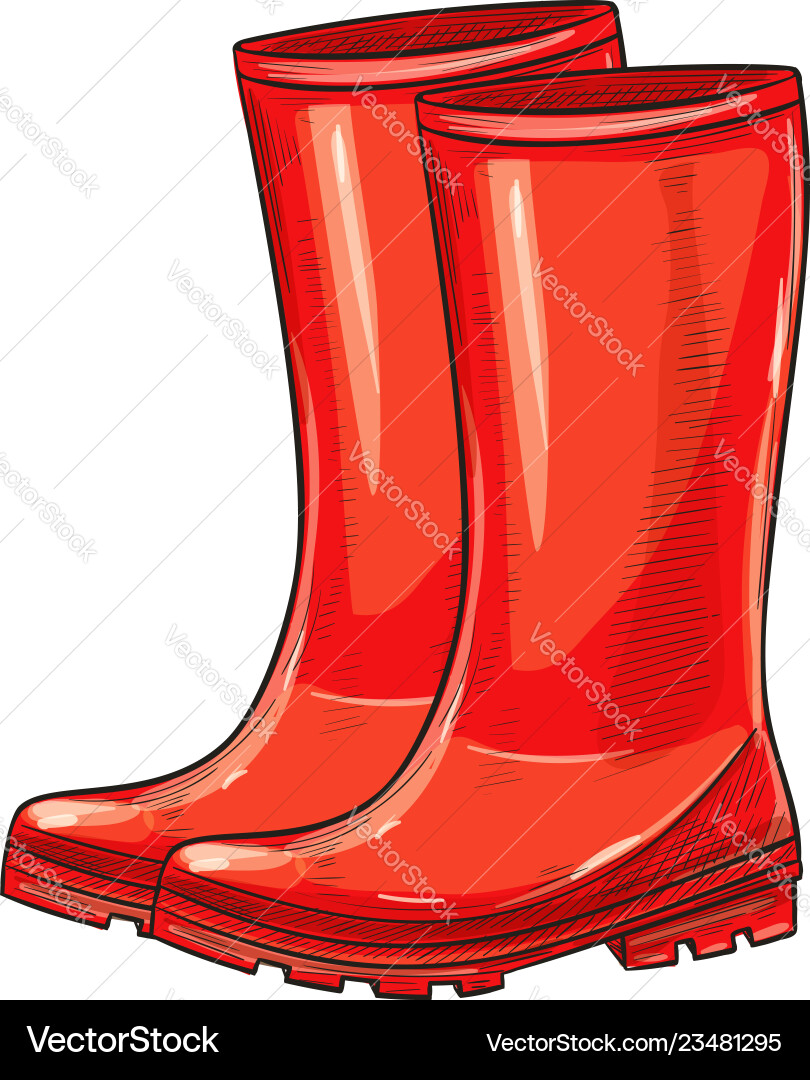 Red rubber garden boots Royalty Free Vector Image