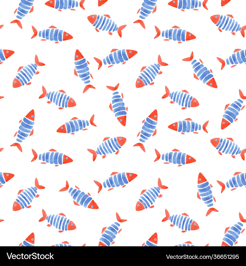 Watercolor Fish Pattern Royalty Free Vector Image