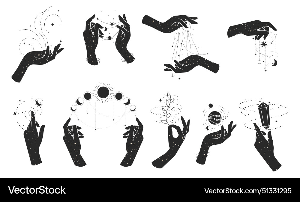 Wizardry and mysticism fortune-telling hands Vector Image