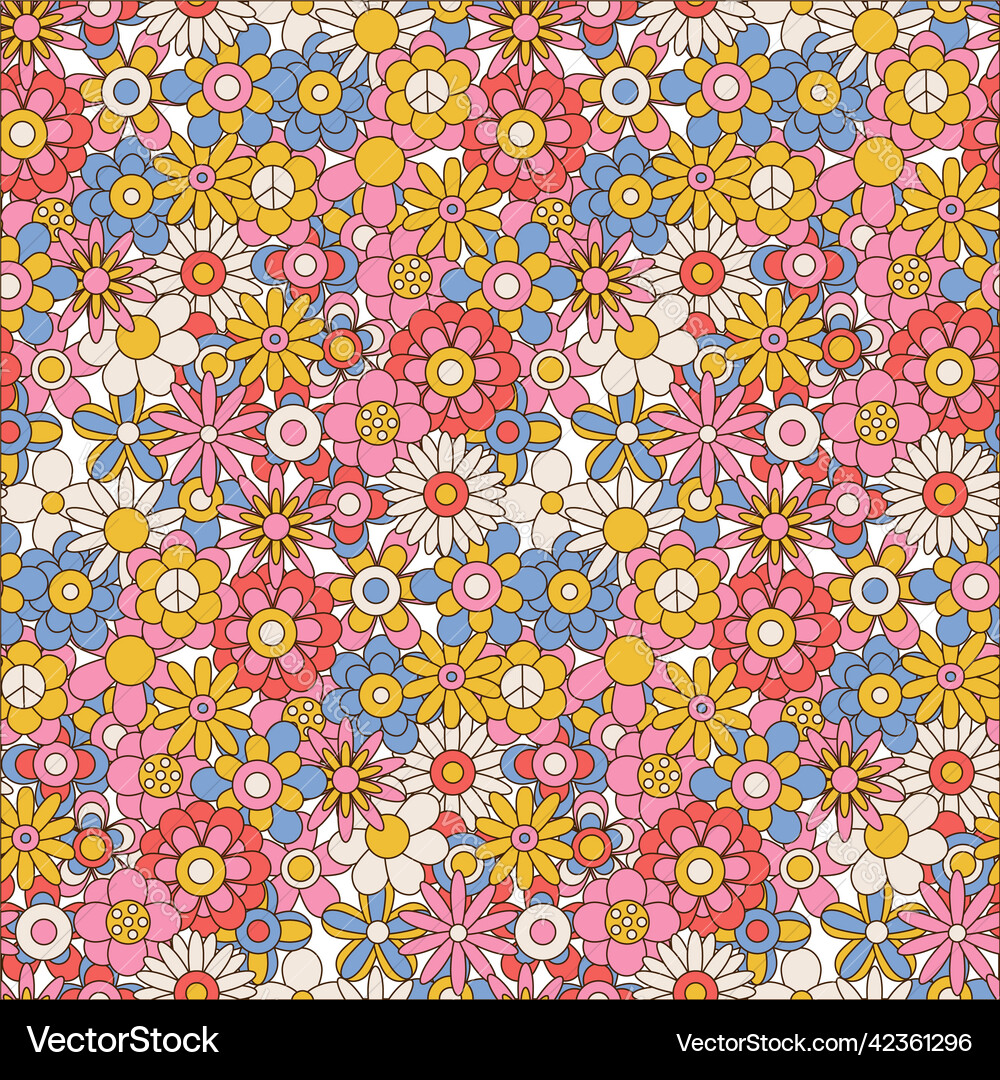 60s Flower Pattern Flowerama Retro 60s 70s Floral Pattern In Mid Mod