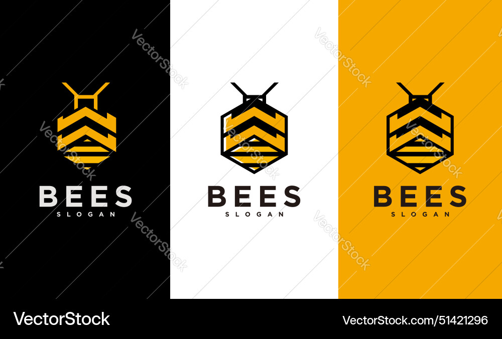 Abstract hexagon bee logo icon Royalty Free Vector Image