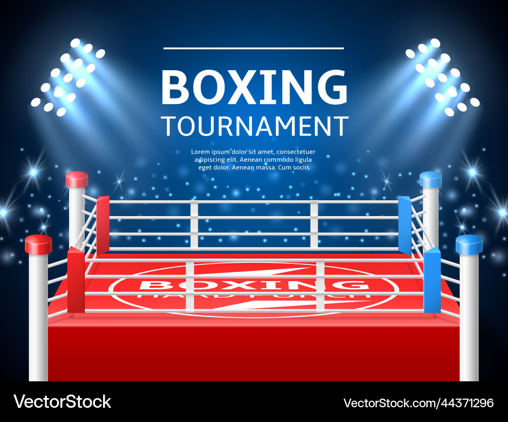 Boxing ring poster realistic battle stage Vector Image