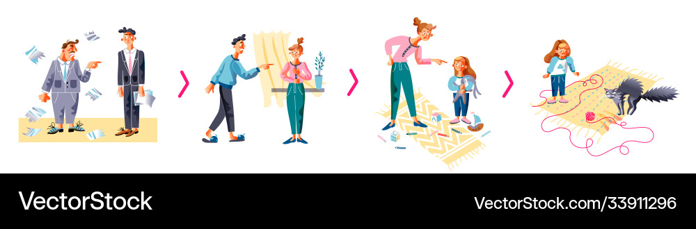 Conflict & Anger Scene Set Royalty Free Vector Image