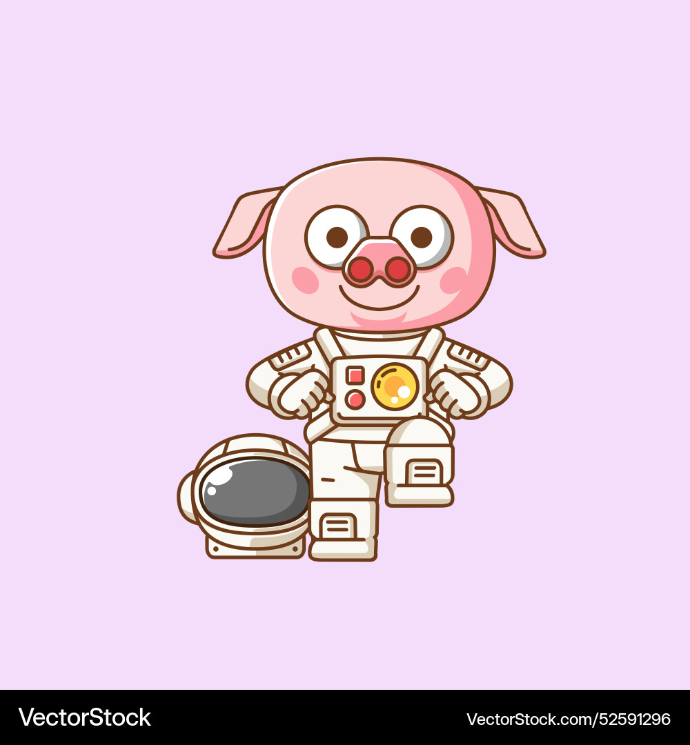 Cute pig astronaut animal kawaii chibi character Vector Image