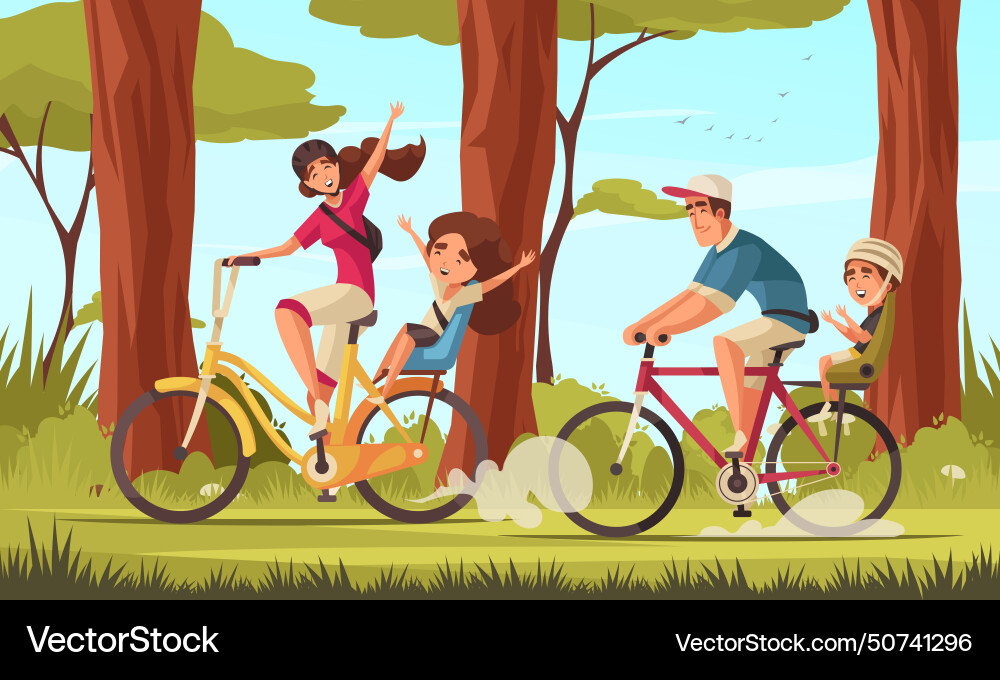 Cycling family background Royalty Free Vector Image