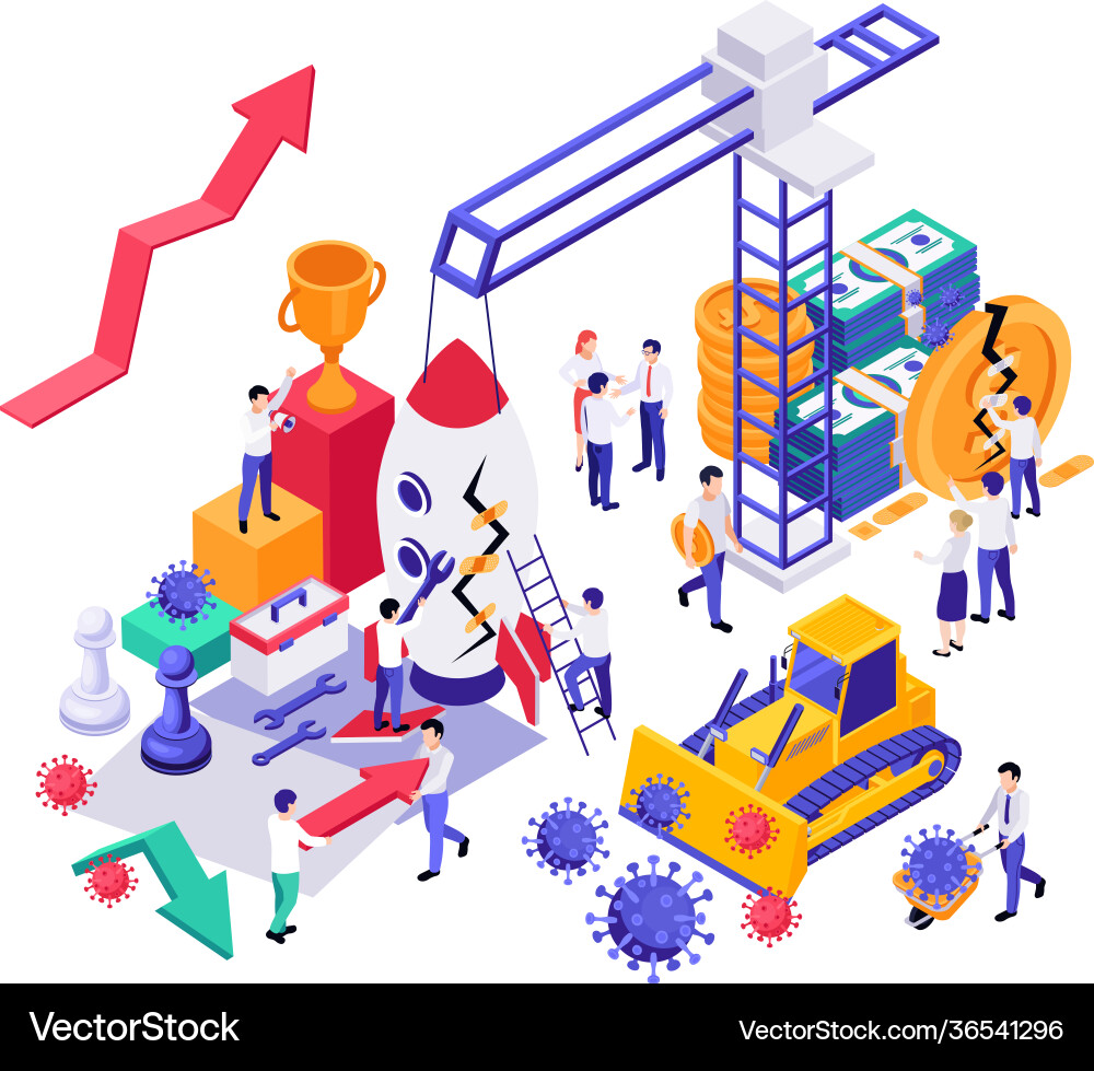 Economic business recovery composition Royalty Free Vector