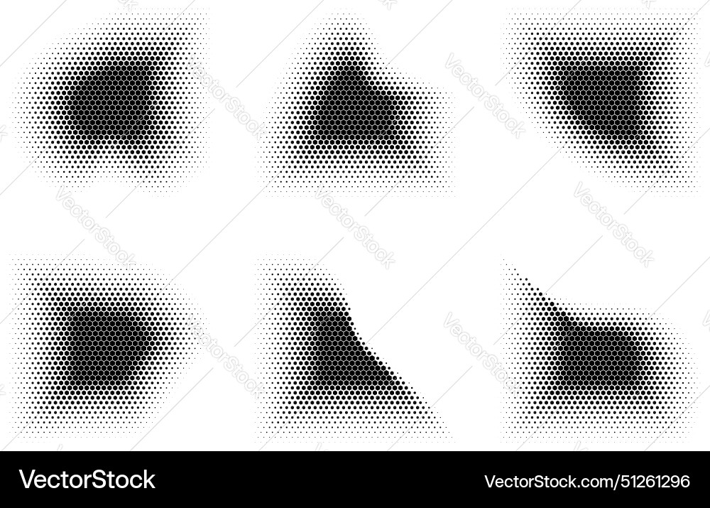 Halftone hexagon pattern reprographic technique Vector Image