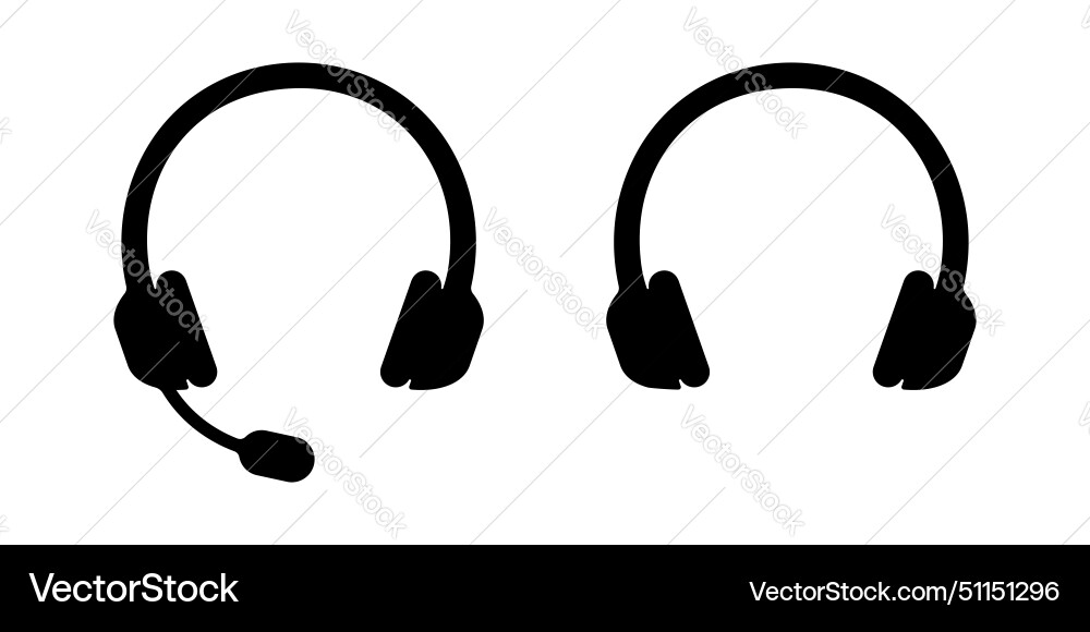 Headset with microphone and headphone icons music Vector Image