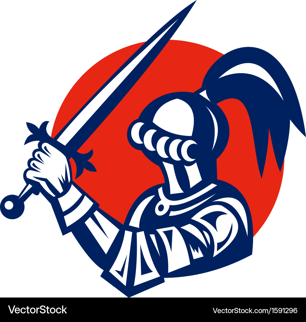Knight brandishing a sword viewed from side Vector Image