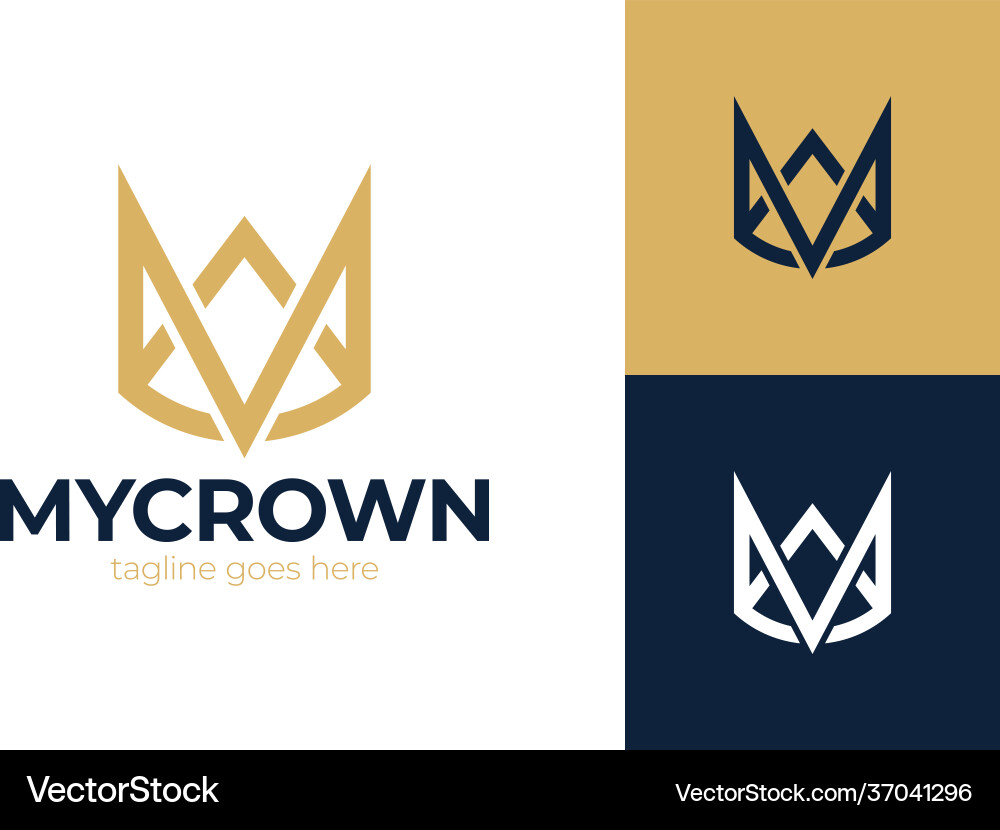 Letter m crown logo king royal icon queen Vector Image