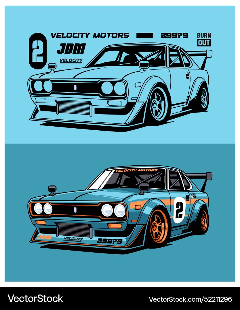 Racing car vintage series 06 Royalty Free Vector Image