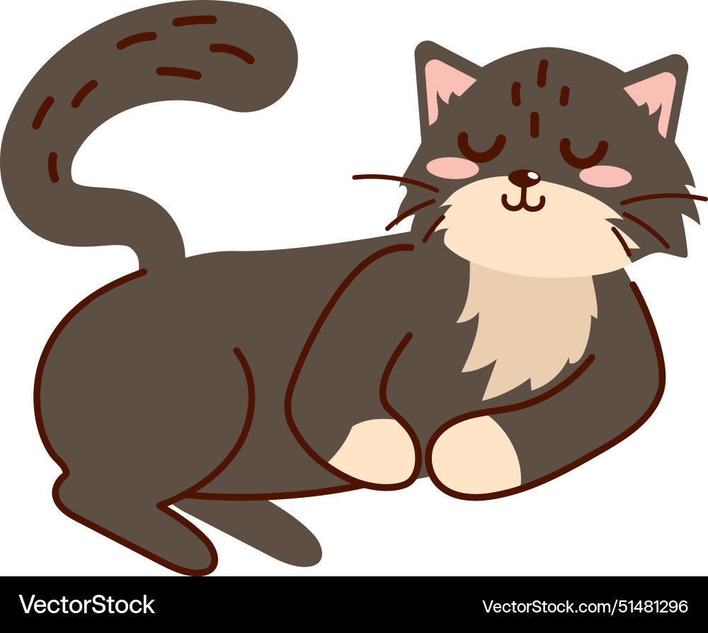 Relaxed cat lying on its stomach Royalty Free Vector Image