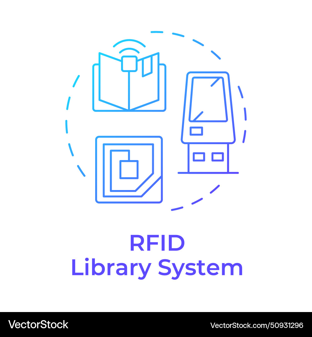 Rfid library system blue gradient concept icon Vector Image