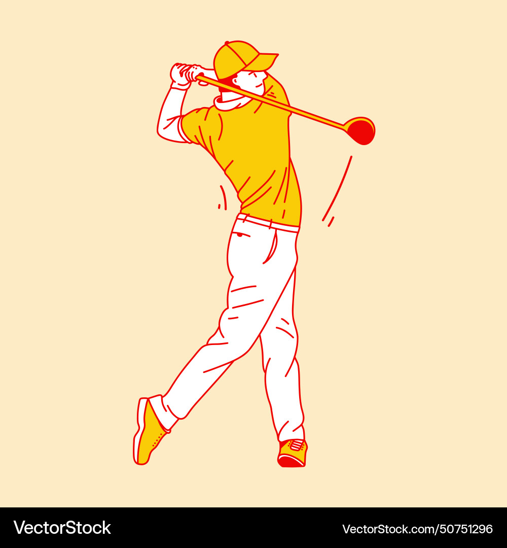 Simple cartoon of a golf player 2 Royalty Free Vector Image