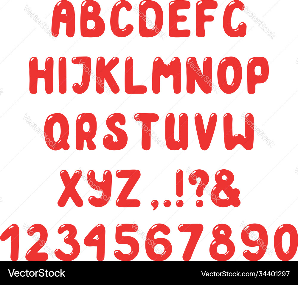 Cute roman alphabet with numbers Royalty Free Vector Image