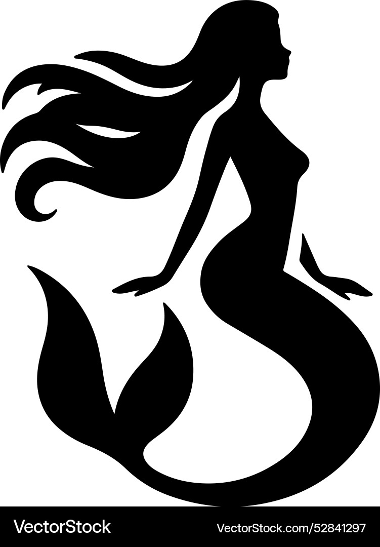 Flat design mermaid silhouette isolated on white Vector Image