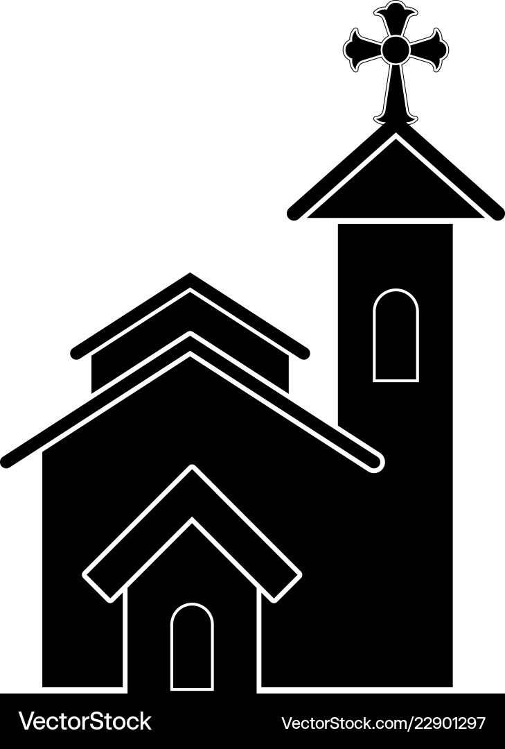 Isolierte katholische Kirche Silhouette Lizenzfreier Vektor