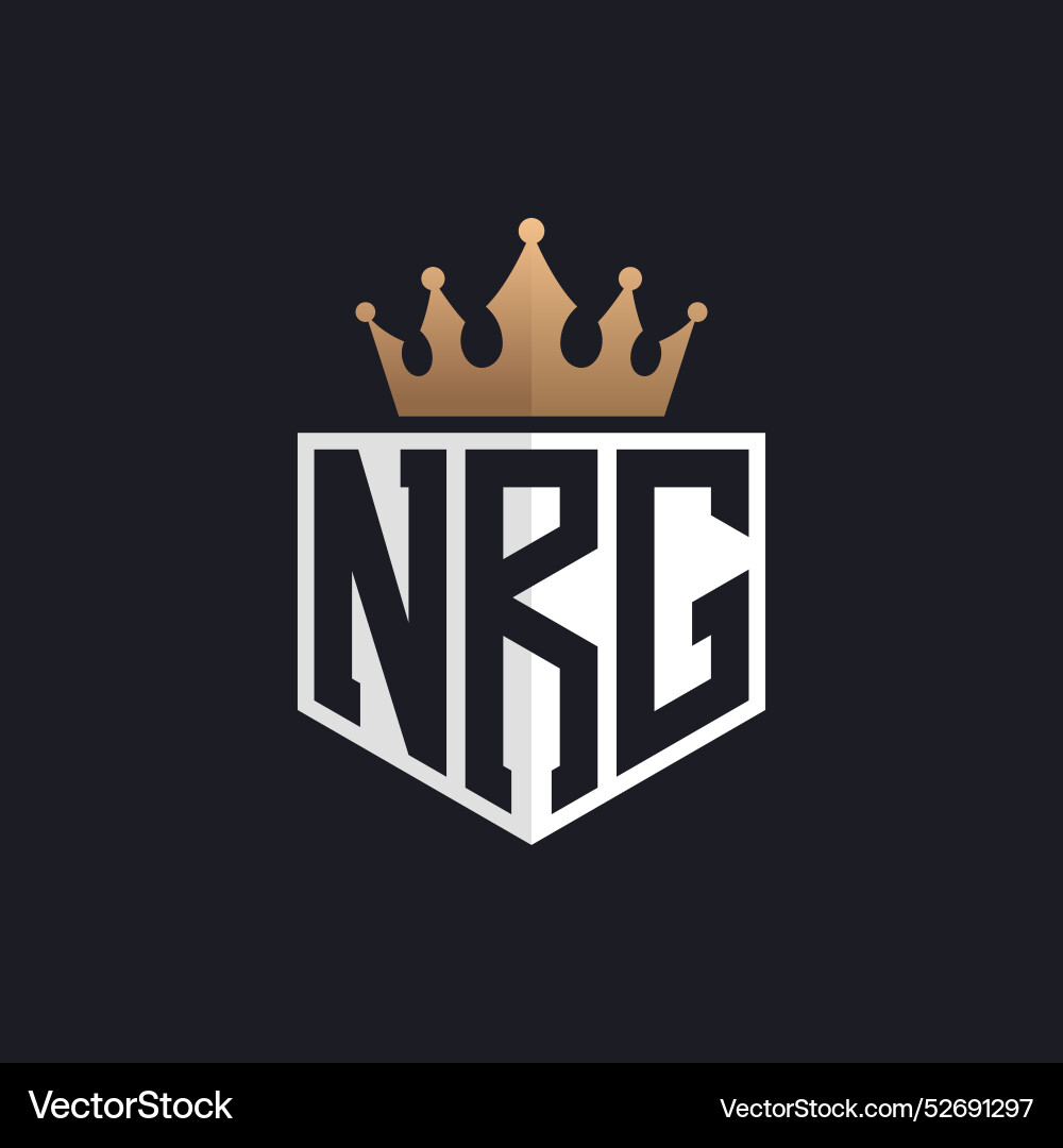 Luxury nrg logo with crown elegant initials Vector Image