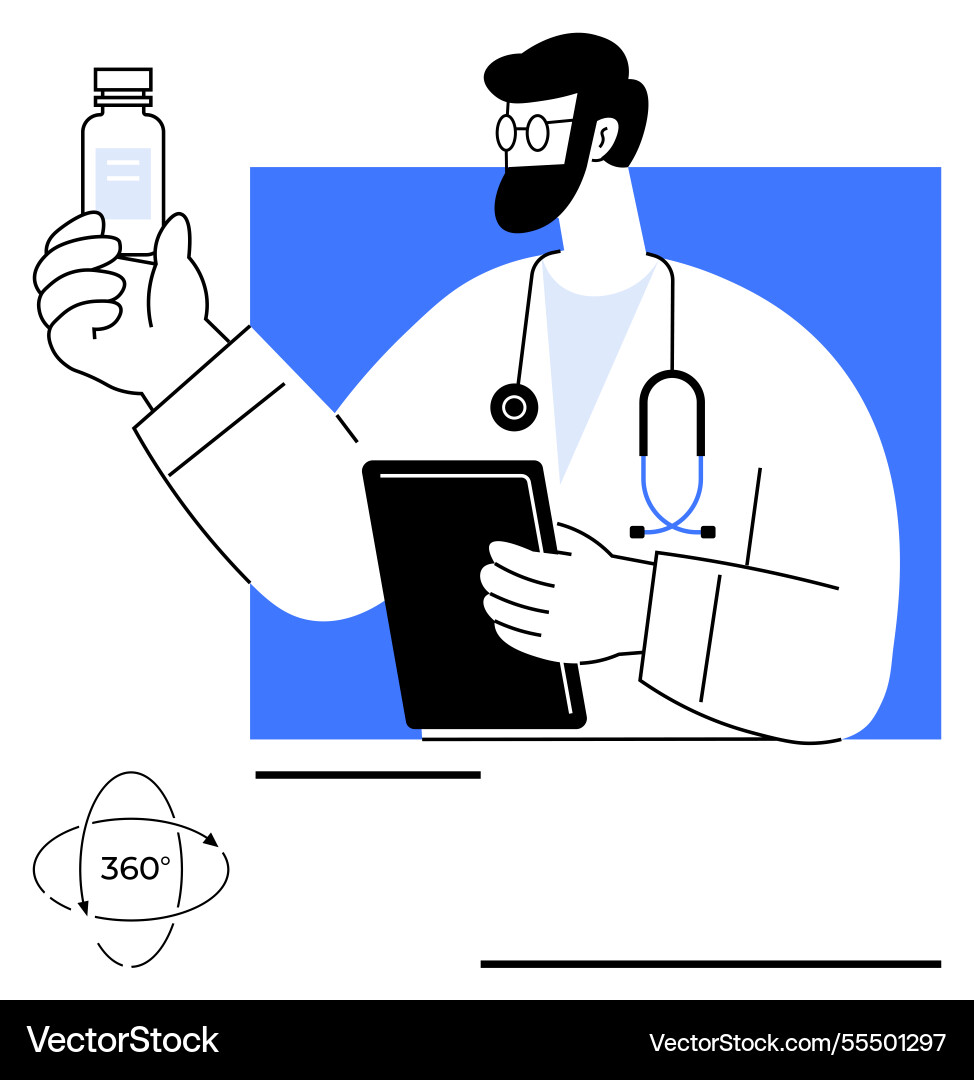 Medical practitioner analyzing a vaccine vial Vector Image