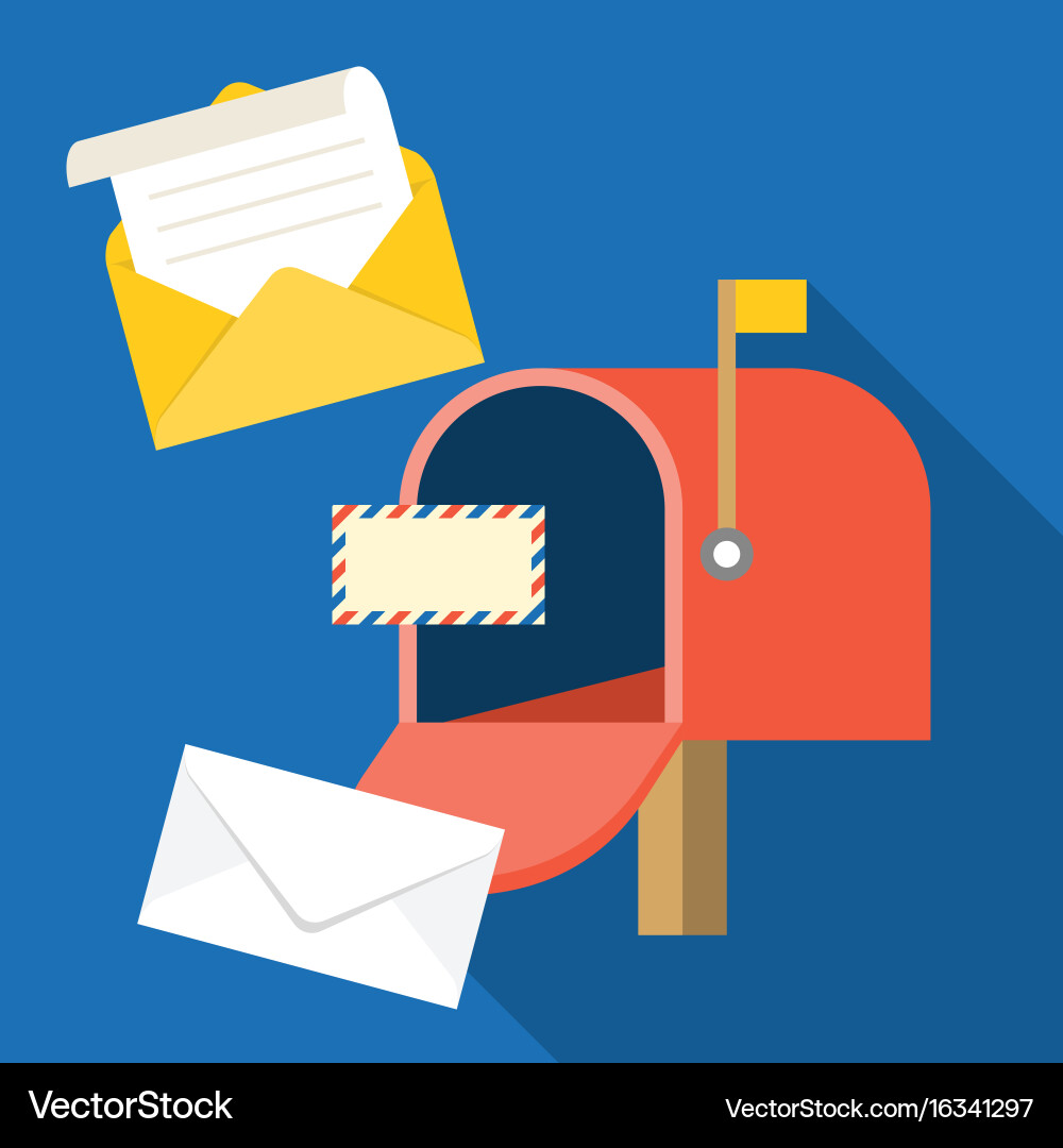 Open mail box with envelope and message Royalty Free Vector