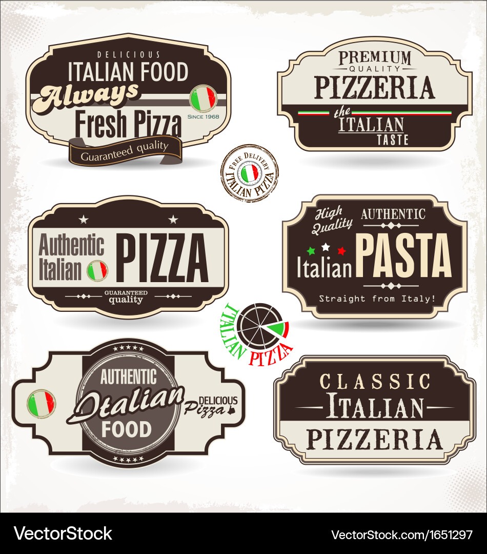 Pizza labels and badges Royalty Free Vector Image