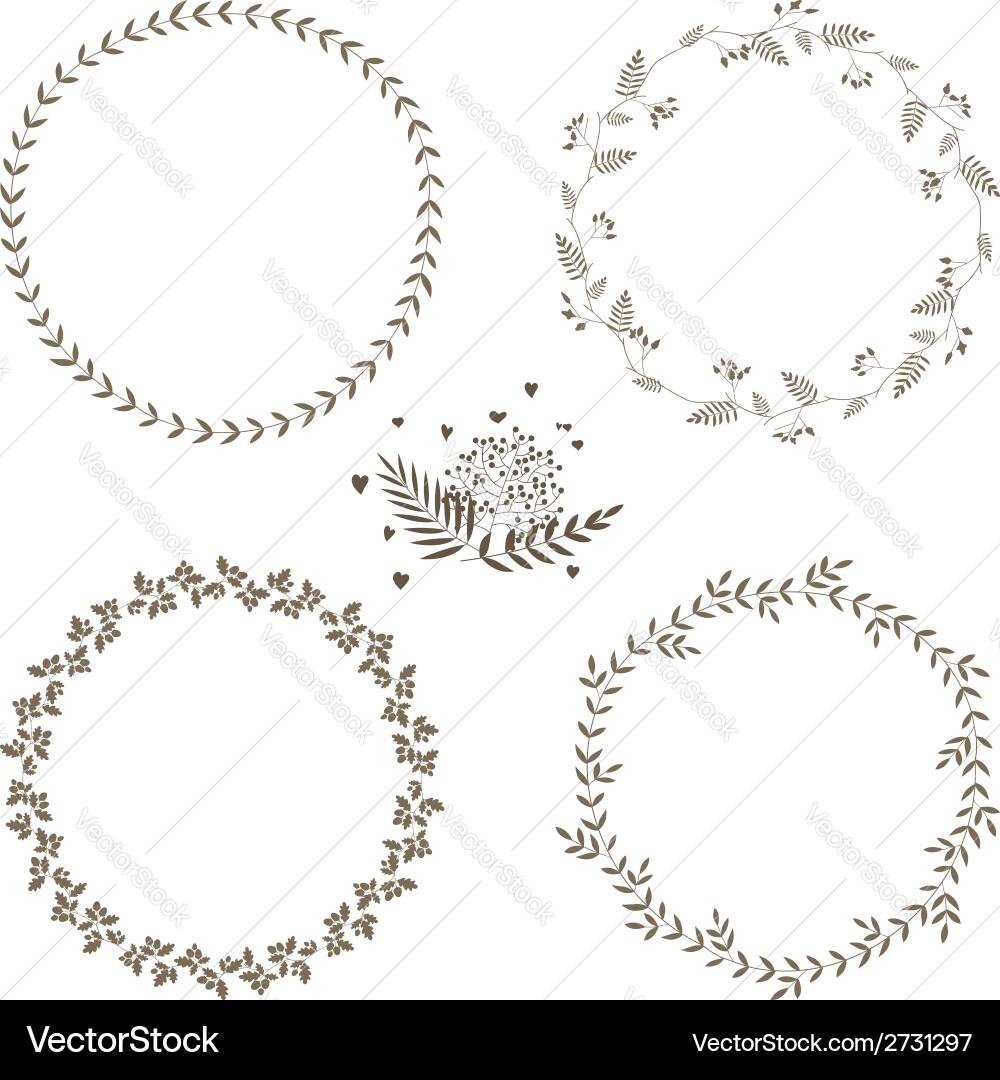 Set of 4 circle cute hand drawn frames Royalty Free Vector