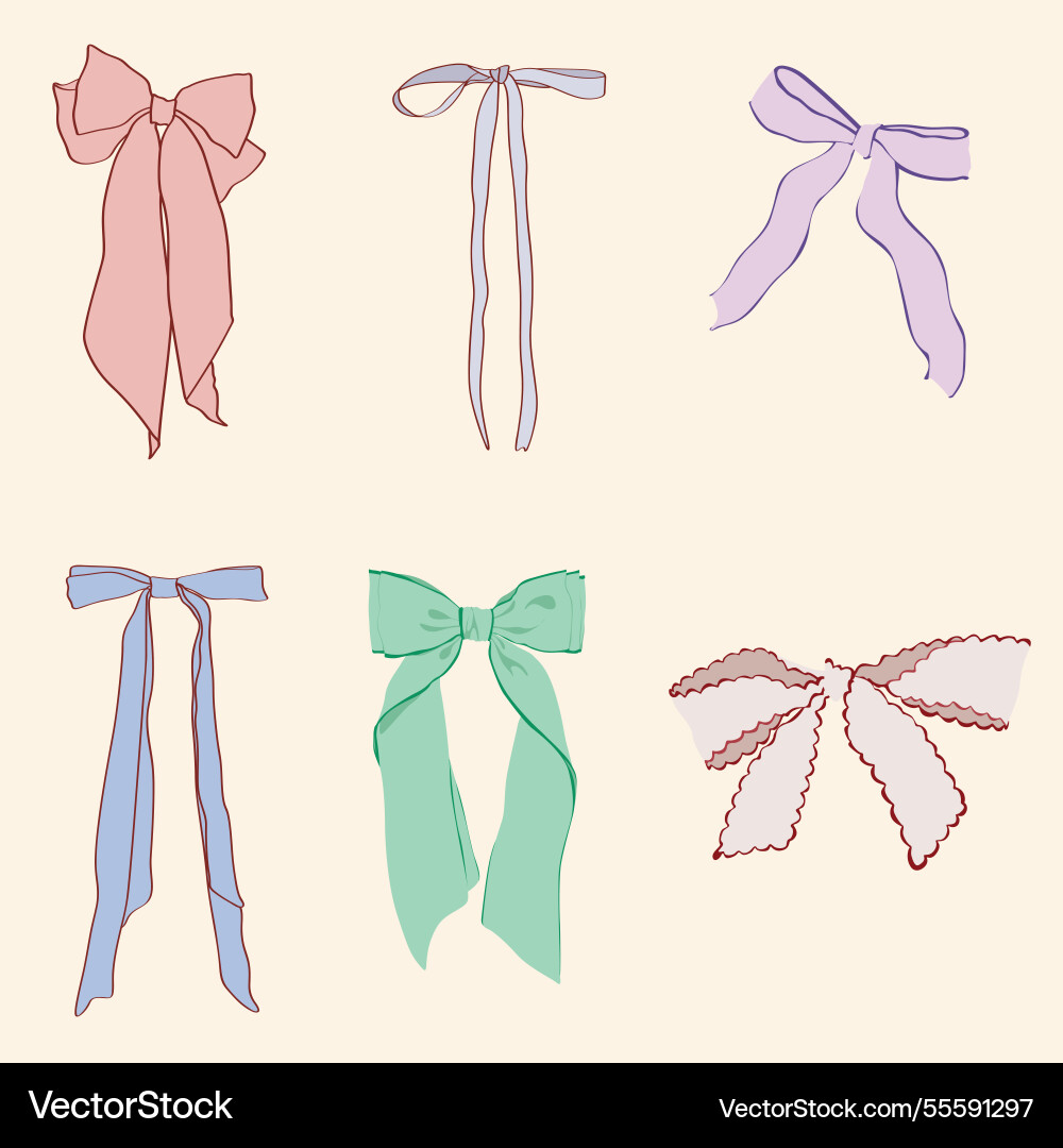 Set of various cartoon bow Royalty Free Vector Image