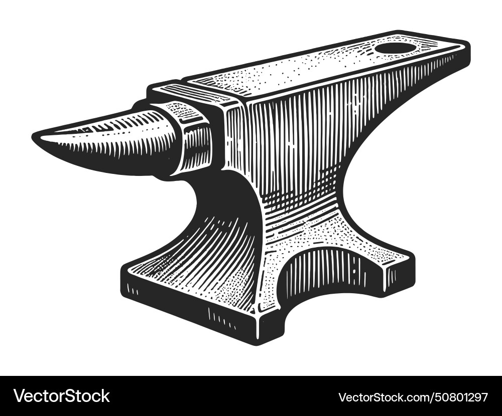 Vintage anvil engraved Royalty Free Vector Image