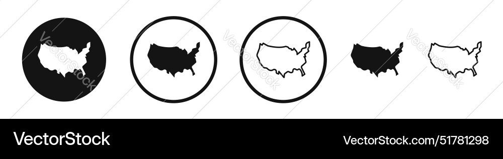 America map line icon set Royalty Free Vector Image